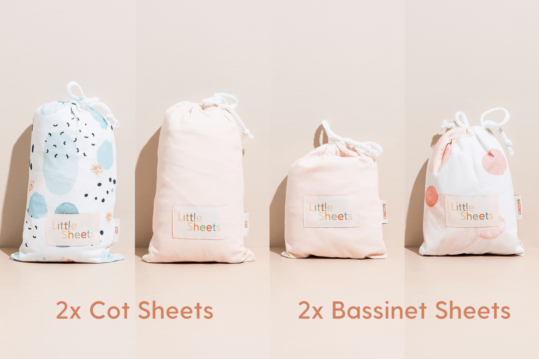 4 Pack - 2x Cot Sheets + 2x Bassinet Sheets Bundle – Little Sheets